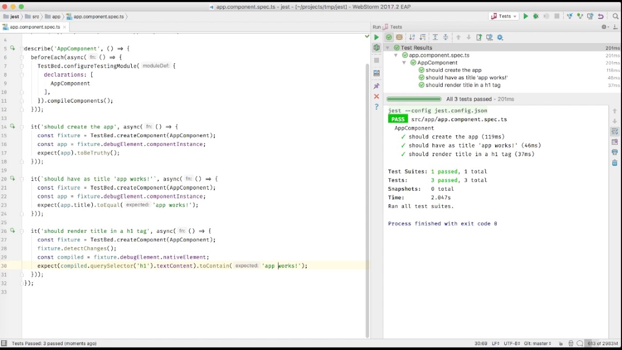 WebStorm + Angular + Jest