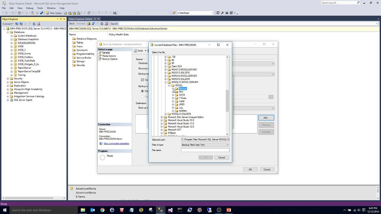 SQLServer Backup Basics