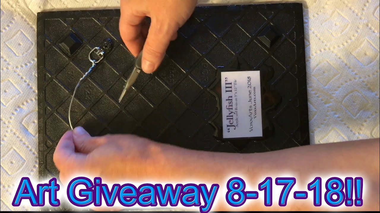 (10) Fluid Painting on Tiles - How I finish an art tile for hanging -PLUS How to enter Art Giveaway!