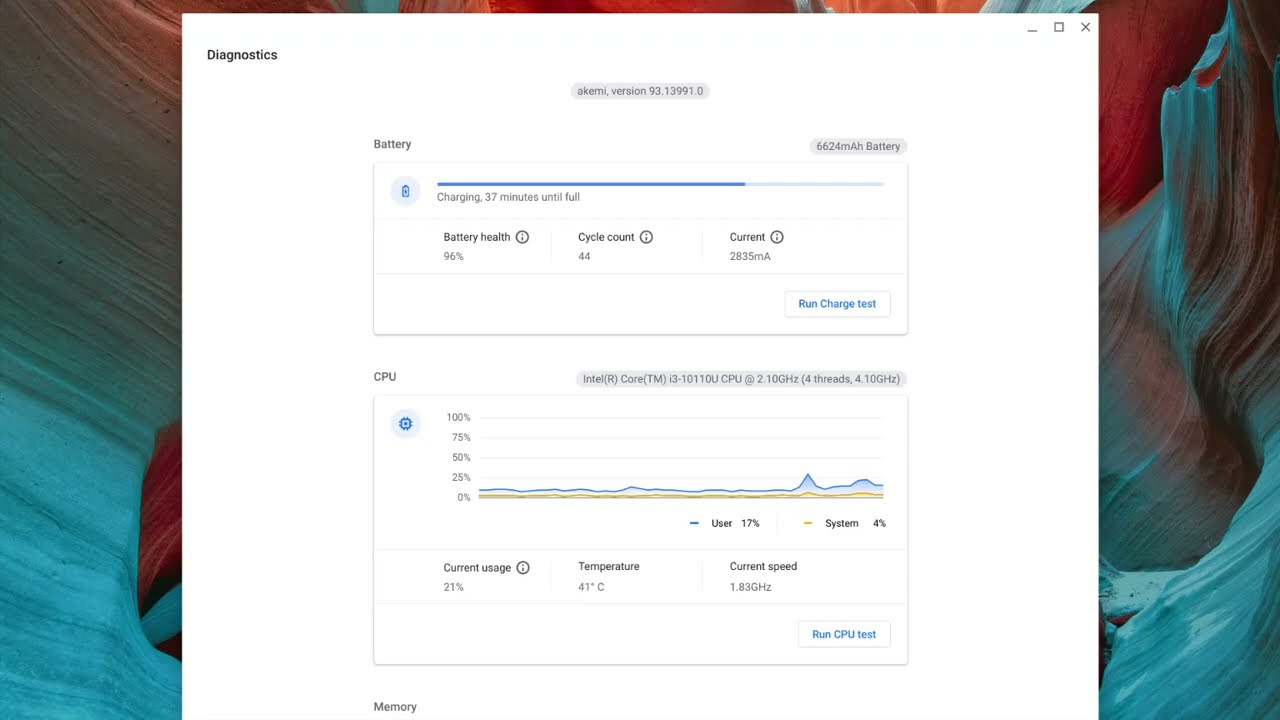 Chrome OS Diagnostic app adds input devices, connectivity, and nav panel