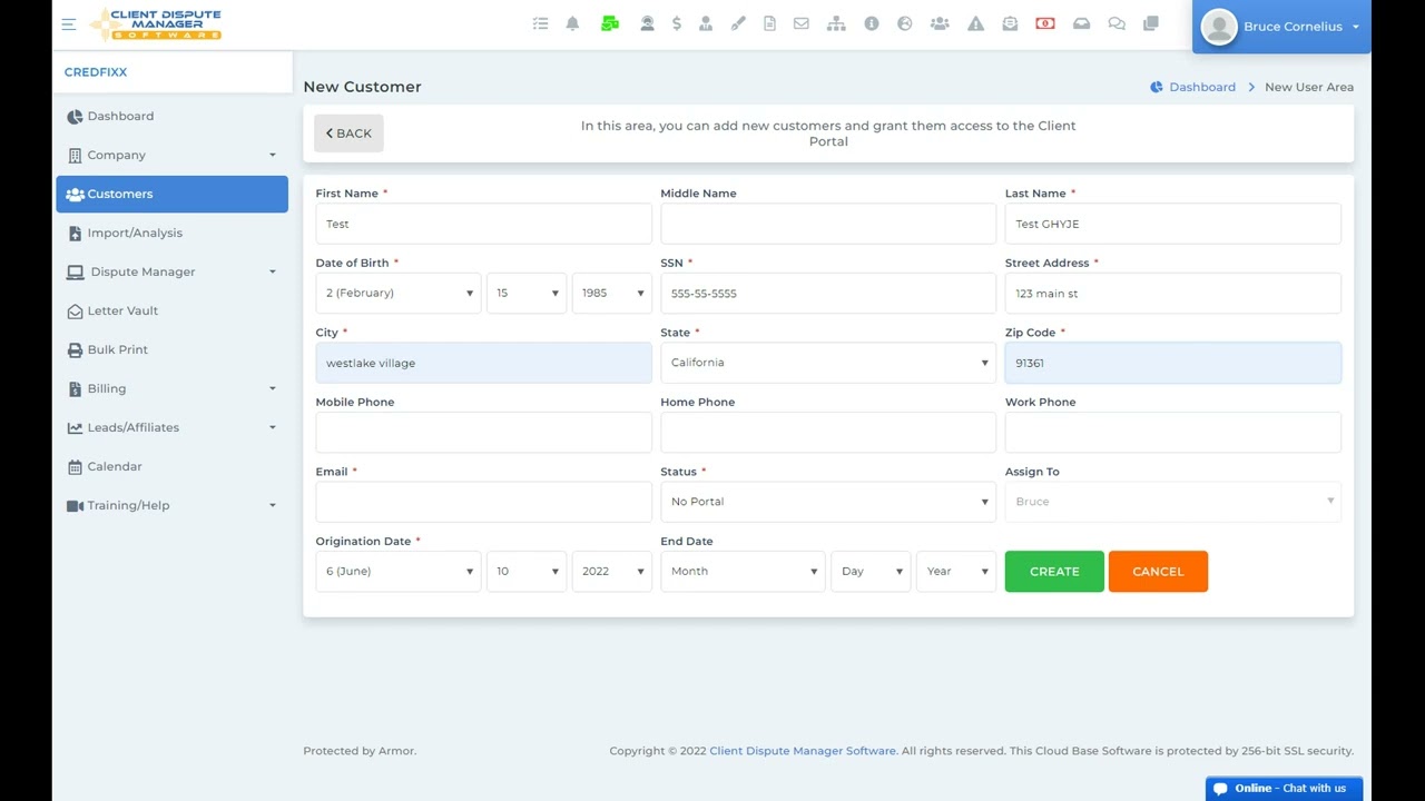 Client Dispute Manager | How to add a new customer