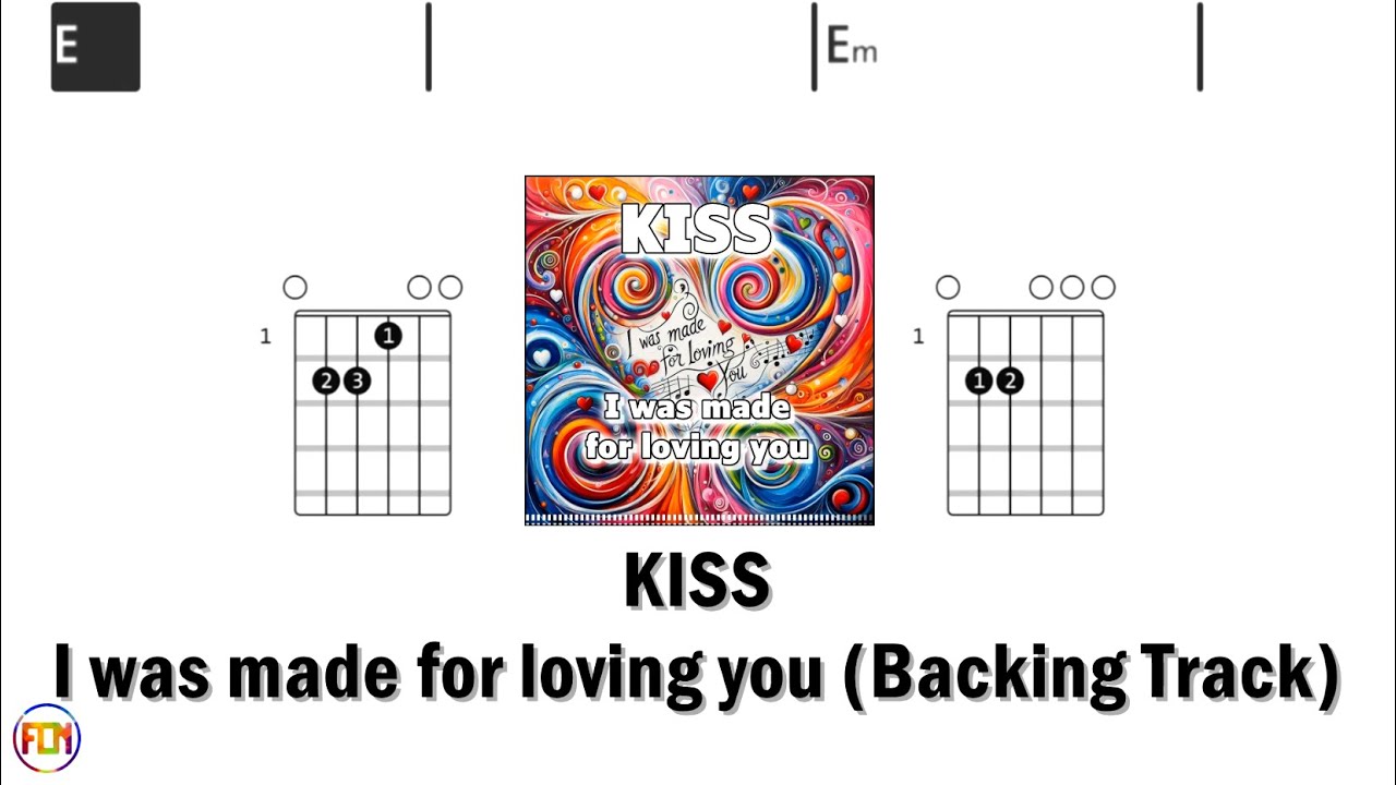 KISS - I was made for loving you • Backing Track | Scrolling Guitar Chords & Lyrics