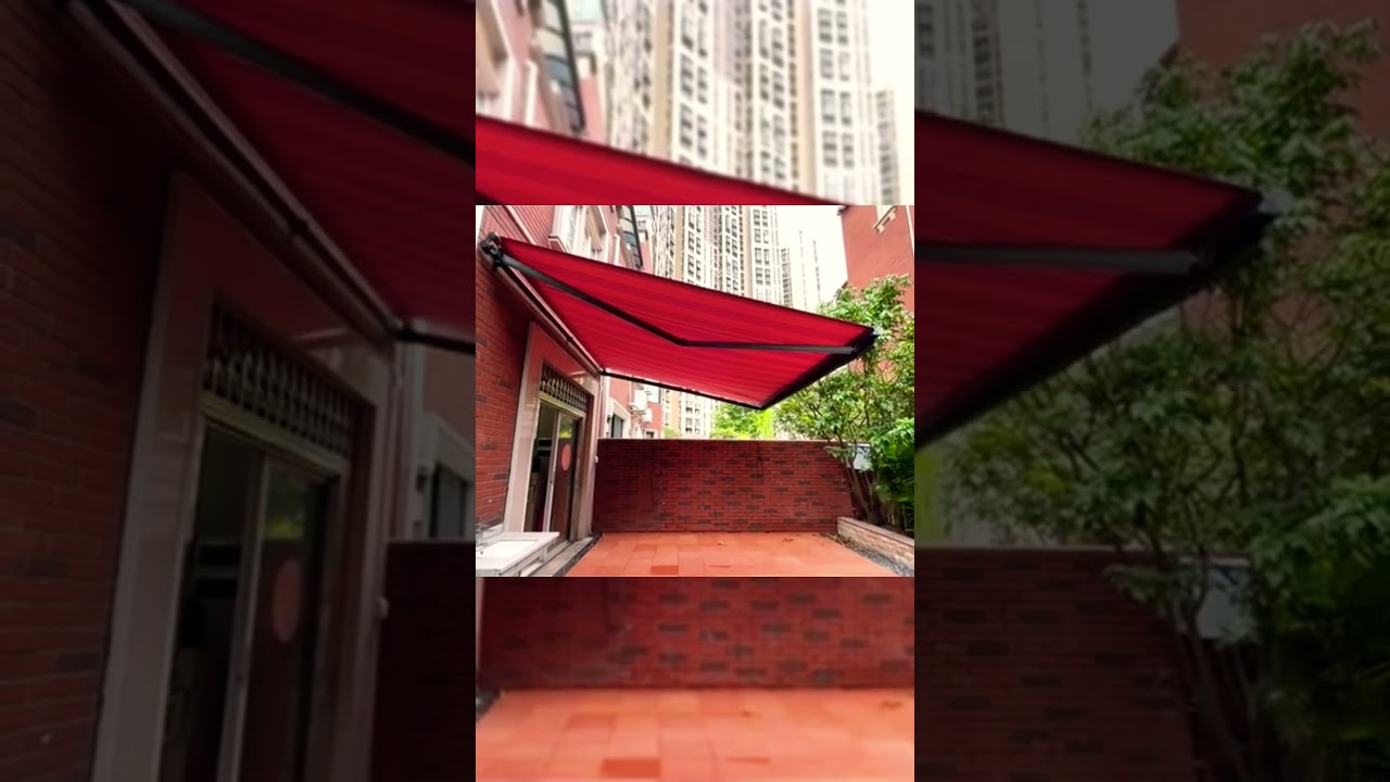 Retractable awning = Waterproof sunshade + led light roof😁 #roof #patio #decor #awning #shade