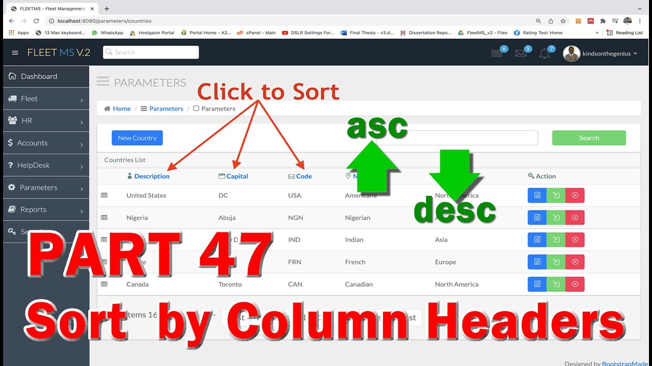 Part 47 - Sorting Table Data by Column Header Links