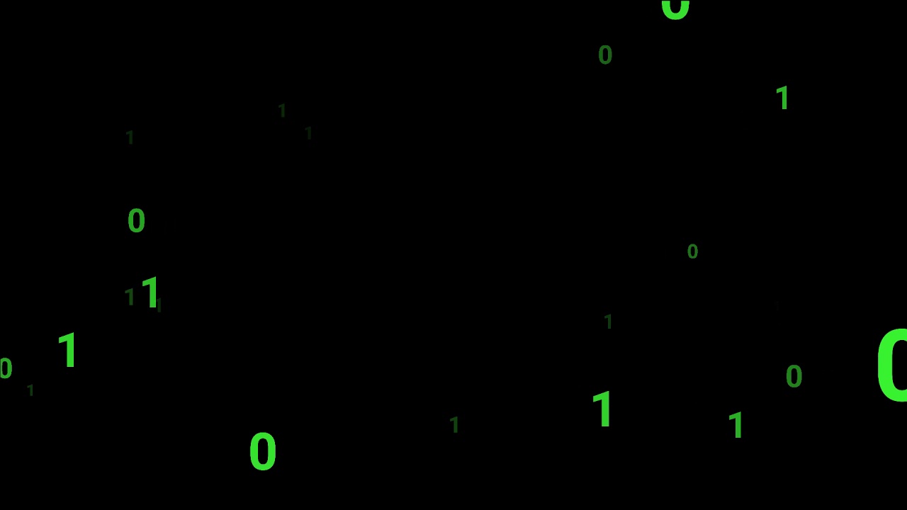Binary Digits Green screen.