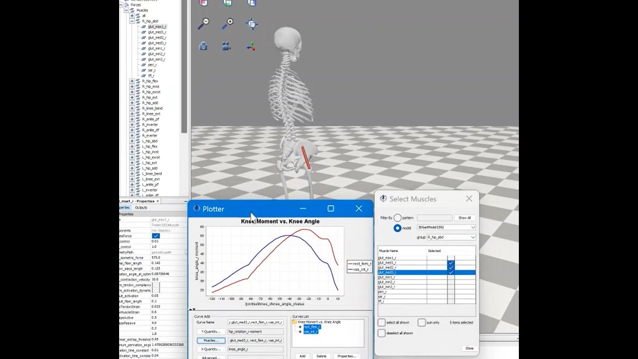 OpenSim Software Plotting Graphs (Human Kinetics)