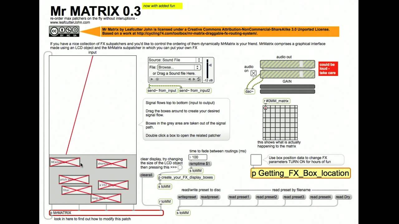 Mr Matrix Max MSP FX routing patch