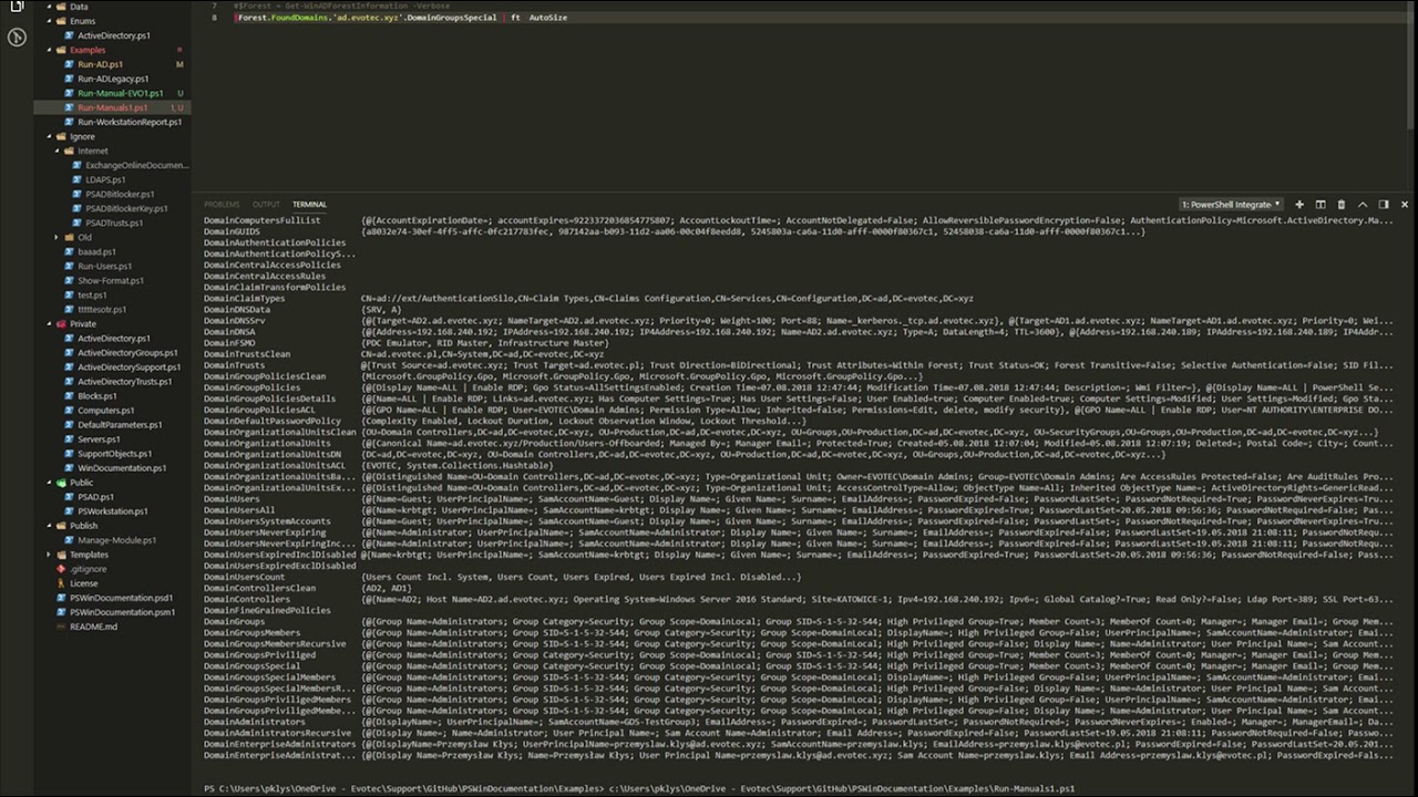 PSWinDocumentation - Working with AD object in PowerShell