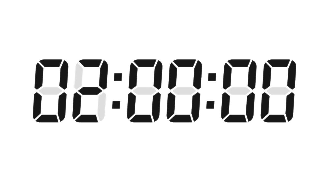 2 Hours Digital Countdown Timer | White Background | Black Text | No Sounds