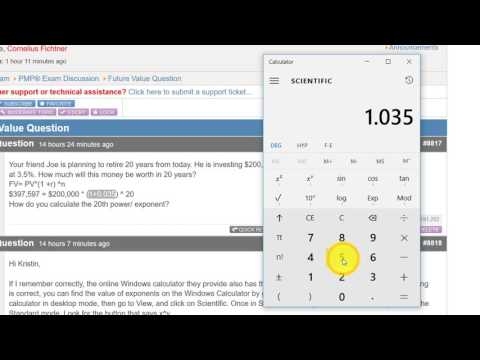 How to use Windows Calculator for exponent