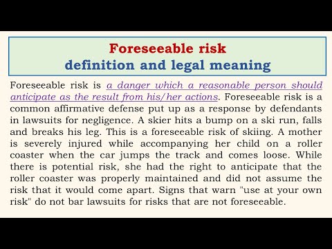 Foreseeable risk definition and legal meaning