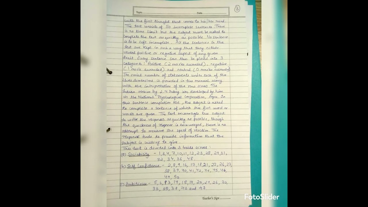 SENTENCE COMPLETION TEST(SCT) MAPC PRACTICAL