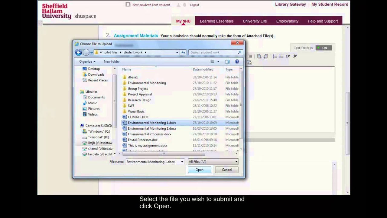 submitting an individual assignment