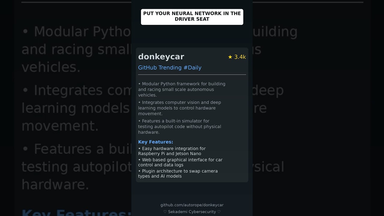 GitHub Trending Repositories: autorope/donkeycar 🇬🇧