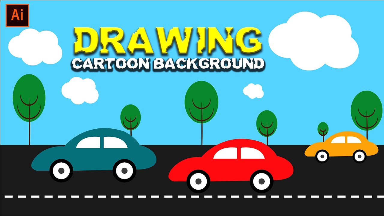 How To Drawing cartoon background in Adobe Illustrator ! Hindi