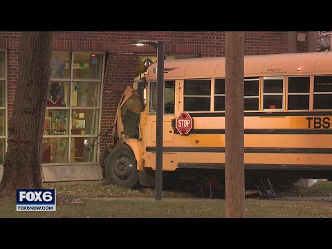 School bus hits MCTS bus, Milwaukee library | FOX6 News Milwaukee