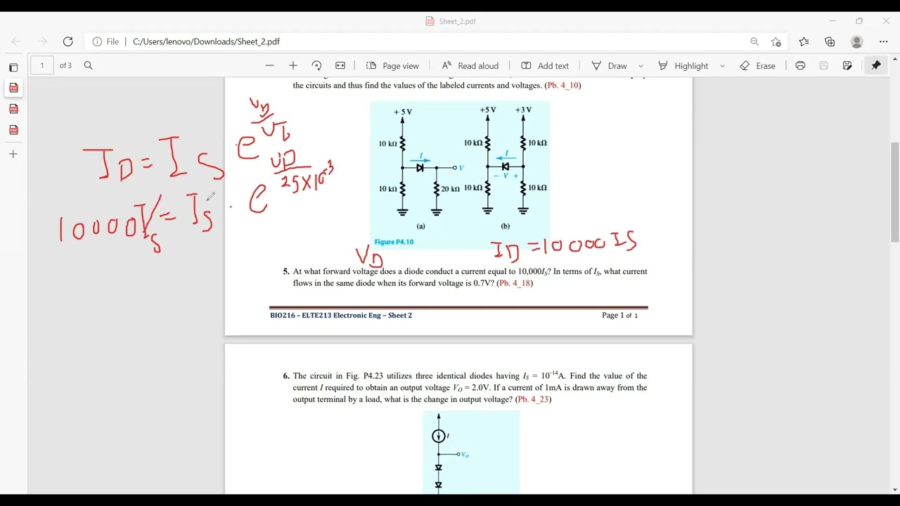 Electronic Engineering - Sheet 2 (Q 5)