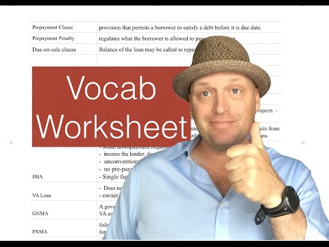 Real Estate Exam Vocabulary worksheet