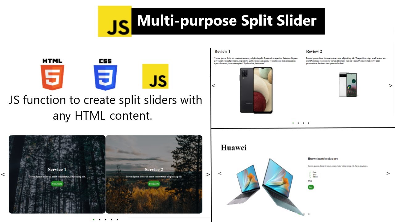 How to use my dynamic content Split Slider in your code | HTML CSS JavaScript