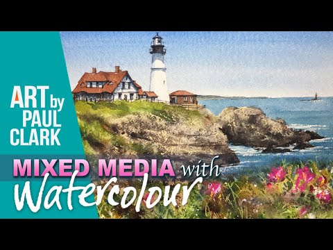 How to paint a Lighthouse in Watercolour with Mixed Media