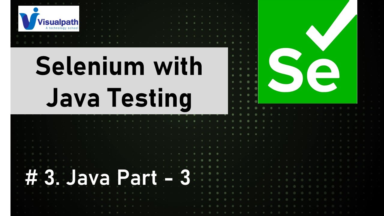 Selenium Java Testing Tutorials #3 | Java Part 3 | Selenium with Java Testing Training
