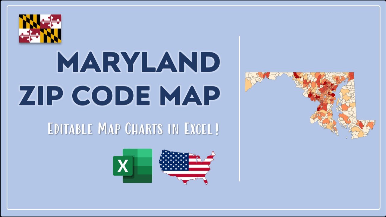 Maryland Zip Code Map in Excel - Zip Codes List and Population Map