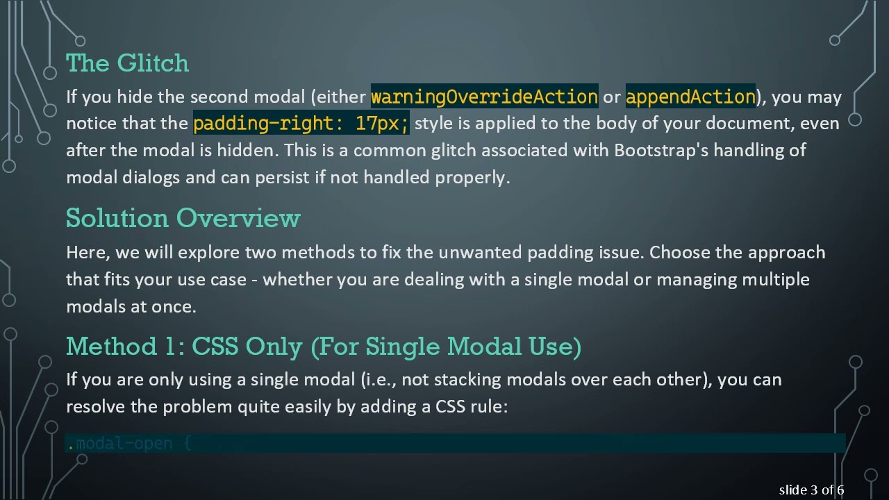 How to Fix the Padding-Right Issue When Hiding Bootstrap Modals