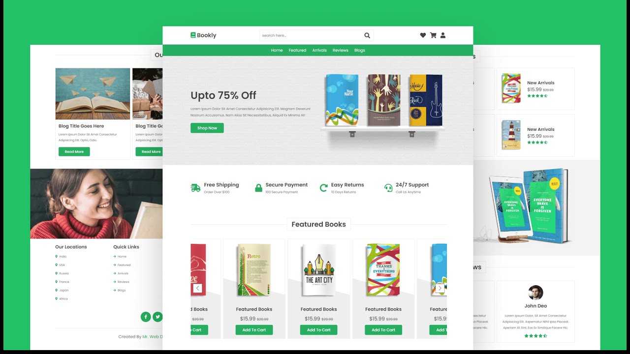 Create A Responsive Online Book Store Website Design Using HTML - CSS - JavaScript || Step By Step