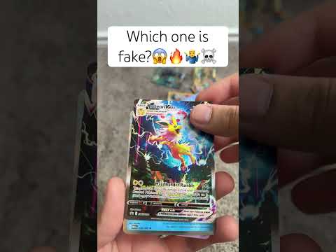 Which one is fake?😱 #pokemon #pokemoncards #eeveelution #eevee #pokemontcg #umbreon #sylveon
