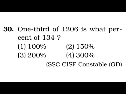 One-third of 1206 is what per- cent of 134 ? (1) 100% (2) 150% (3) 200% (4) 300%