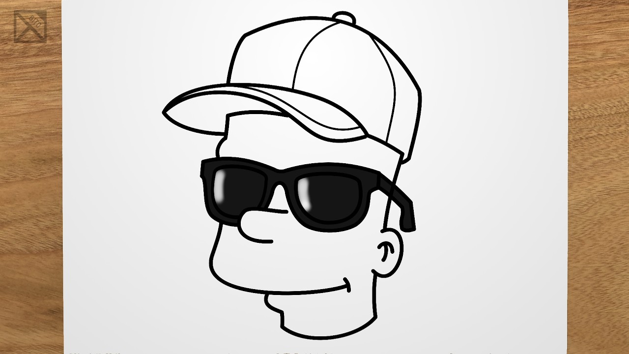 How to draw BART SIMPSON with cap step by step, EASY