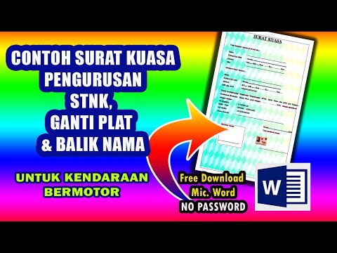 CONTOH SURAT KUASA PENGURUSAN STNK, Balik nama dan Plat Nomor Kendaraan bermotor ‼️ rekomended