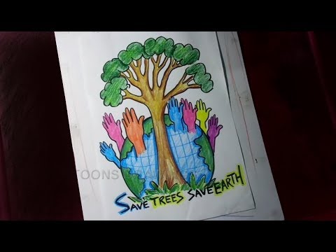 How to Draw Save Trees / Save Earth Poster Drawing for Kids – Nantesha ...