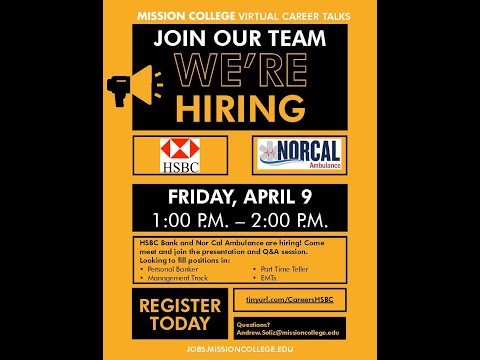 Virtual Career Talks HSBC Bank & NorCal Ambulance