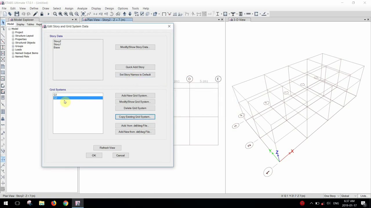 Edit Story and Grid System in ETABS