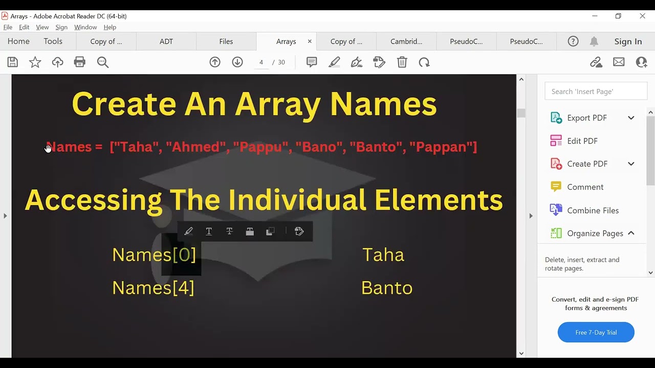 9618 - Python video tutorial Class 3 (Part 3 - Arrays append - PapersDock) - Python tutor