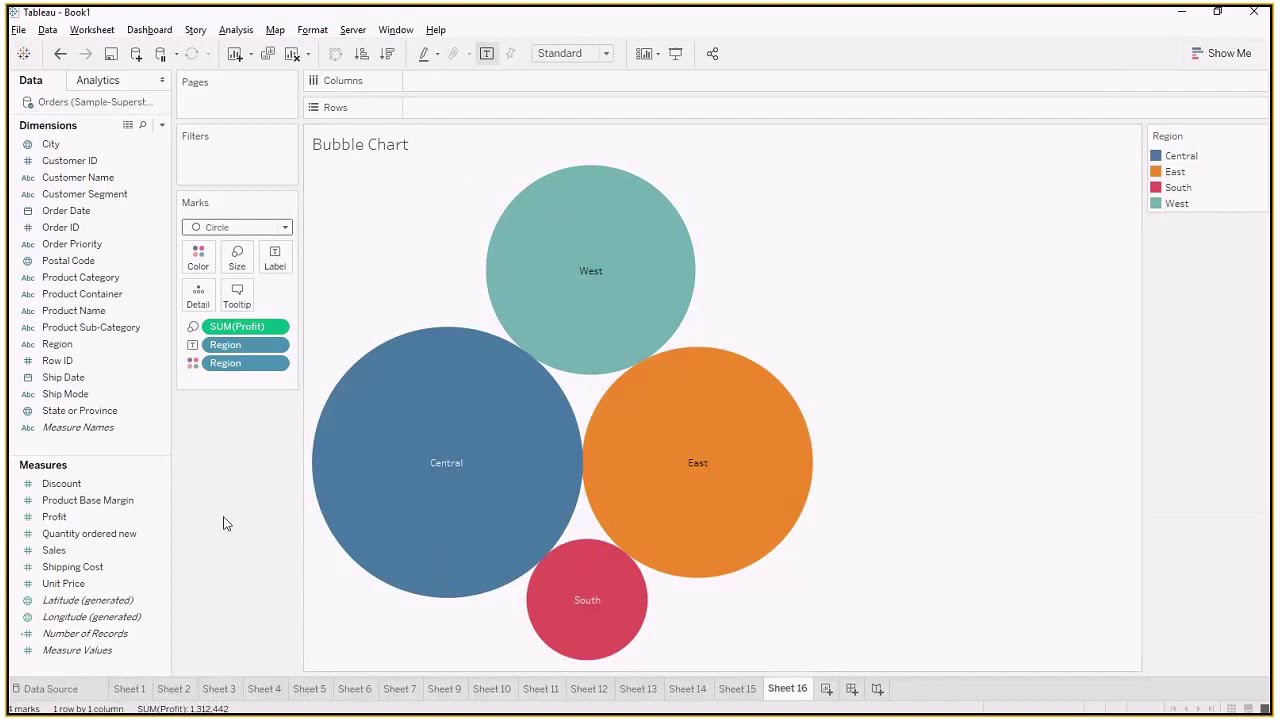 Learn to create Tableau Bubble Chart