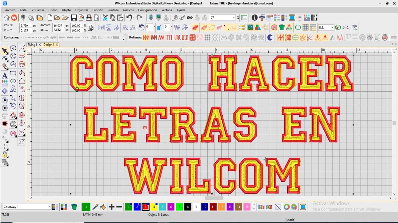 LETRAS EN WILCOM - TODO SOBRE LETRAS Y PROPIEDADES PARA WILCOM SOFTWARE DE BORDADO - LETTERS WILCOM