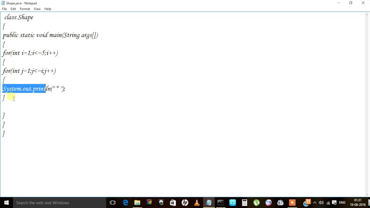 Nested loops Java Patterns 1 by taking input from user