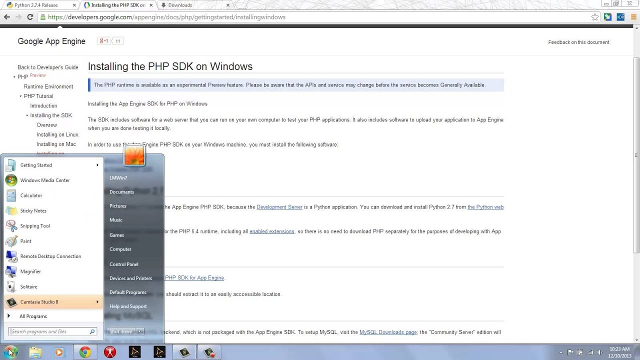 Installing App Engine SDK for Windows