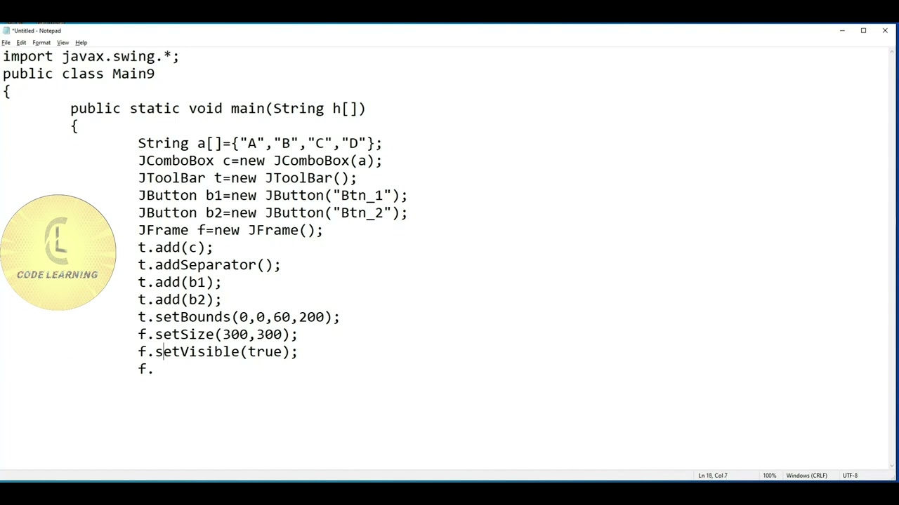 Java | Swing class 'JToolBar - set Orientation' | CodeLearning