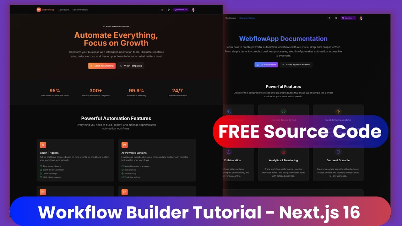 FREE Workflow Builder Tutorial - Next.js 16, React Flow, MongoDB | Full Source Code