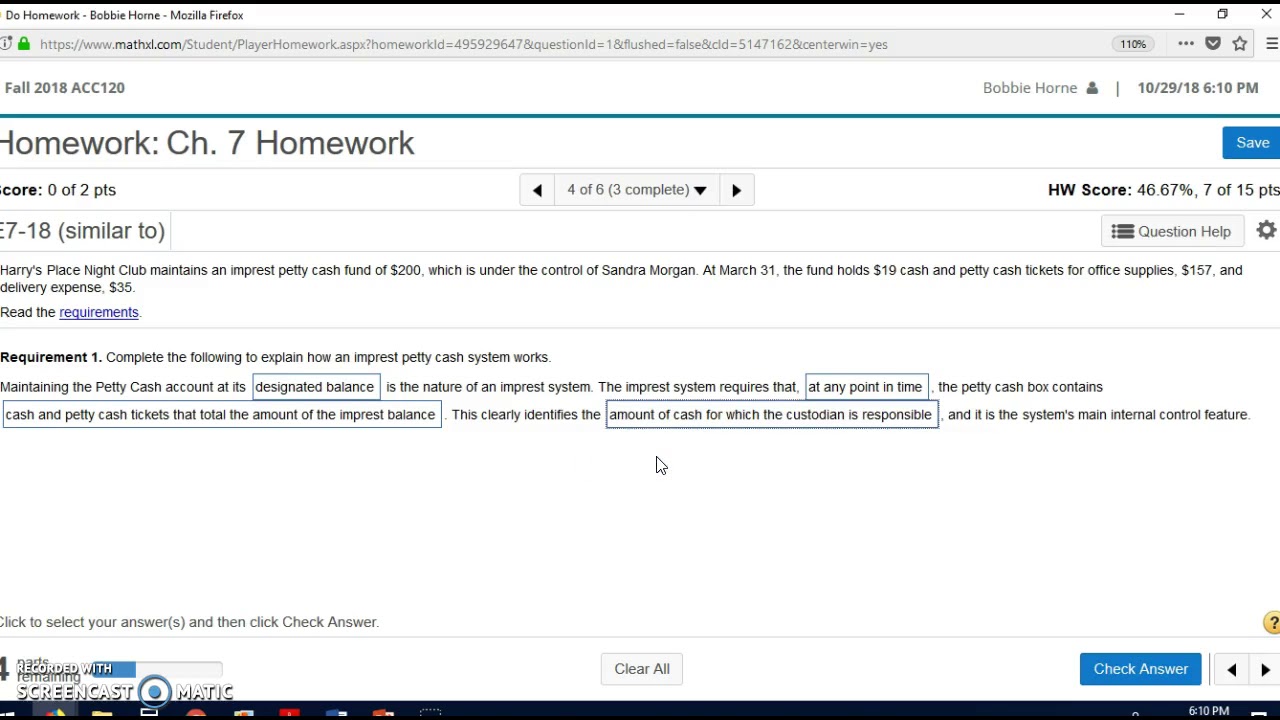 ACC Homework Chapter 7 Part 1