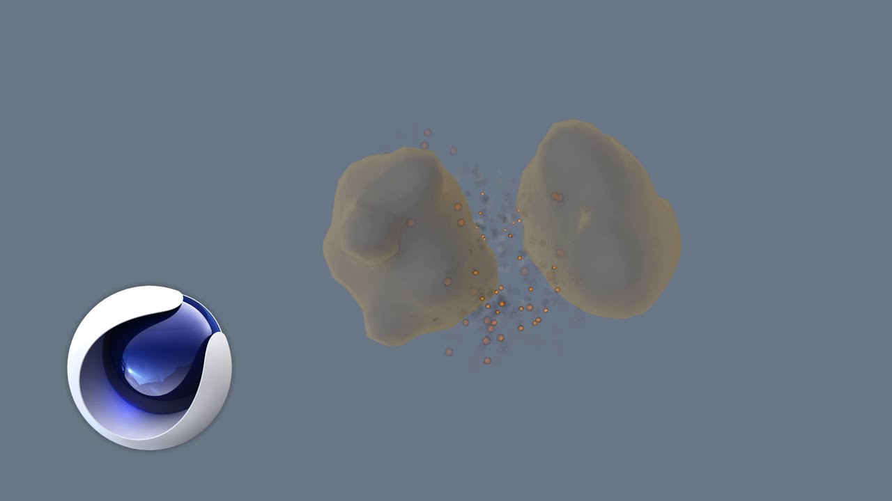 Basic Asteroid Collision - C4D Dynamics