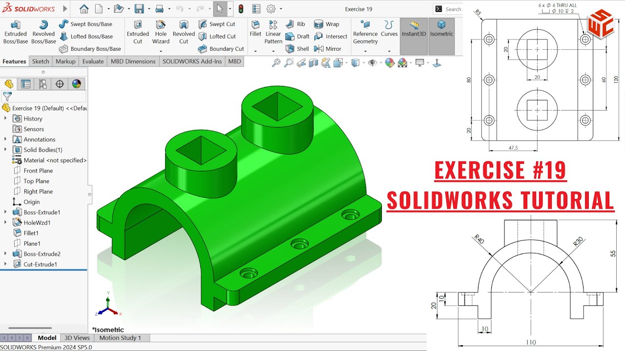 SolidWorks 3D Modeling Tutorial – Exercise #19 | Step-by-Step Guide
