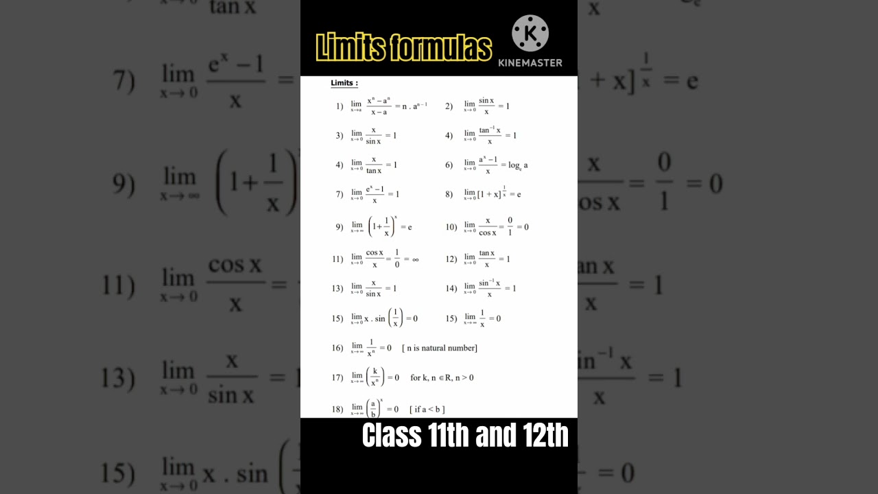Limit math  all important formulas class 11th and 12th #maths #limitformulas 🔥🔥