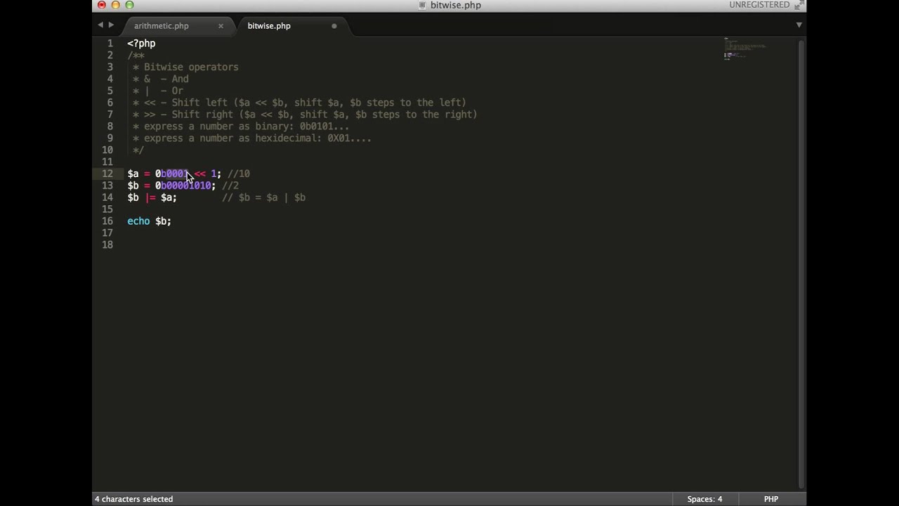 PHP operators - bitwise