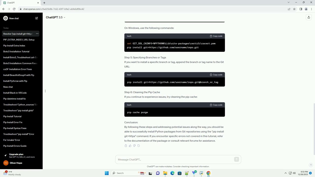 pip install git https error