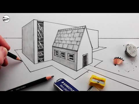 How to Draw a House using Two-Point Perspective for Beginners Video ...