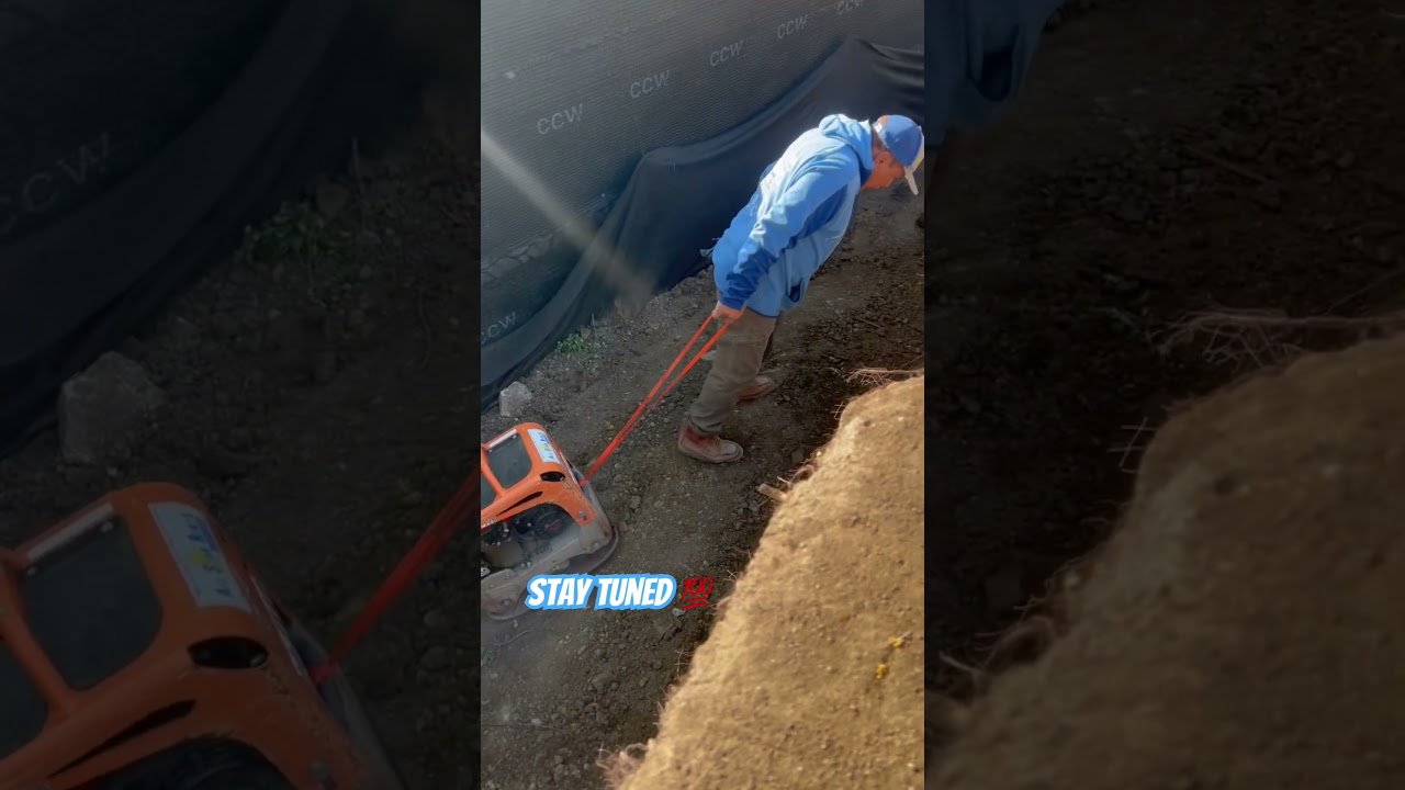 How to BackFill and Compact a Concrete Retaining Wall | Mira Drainage System | #concretework 💯🦾